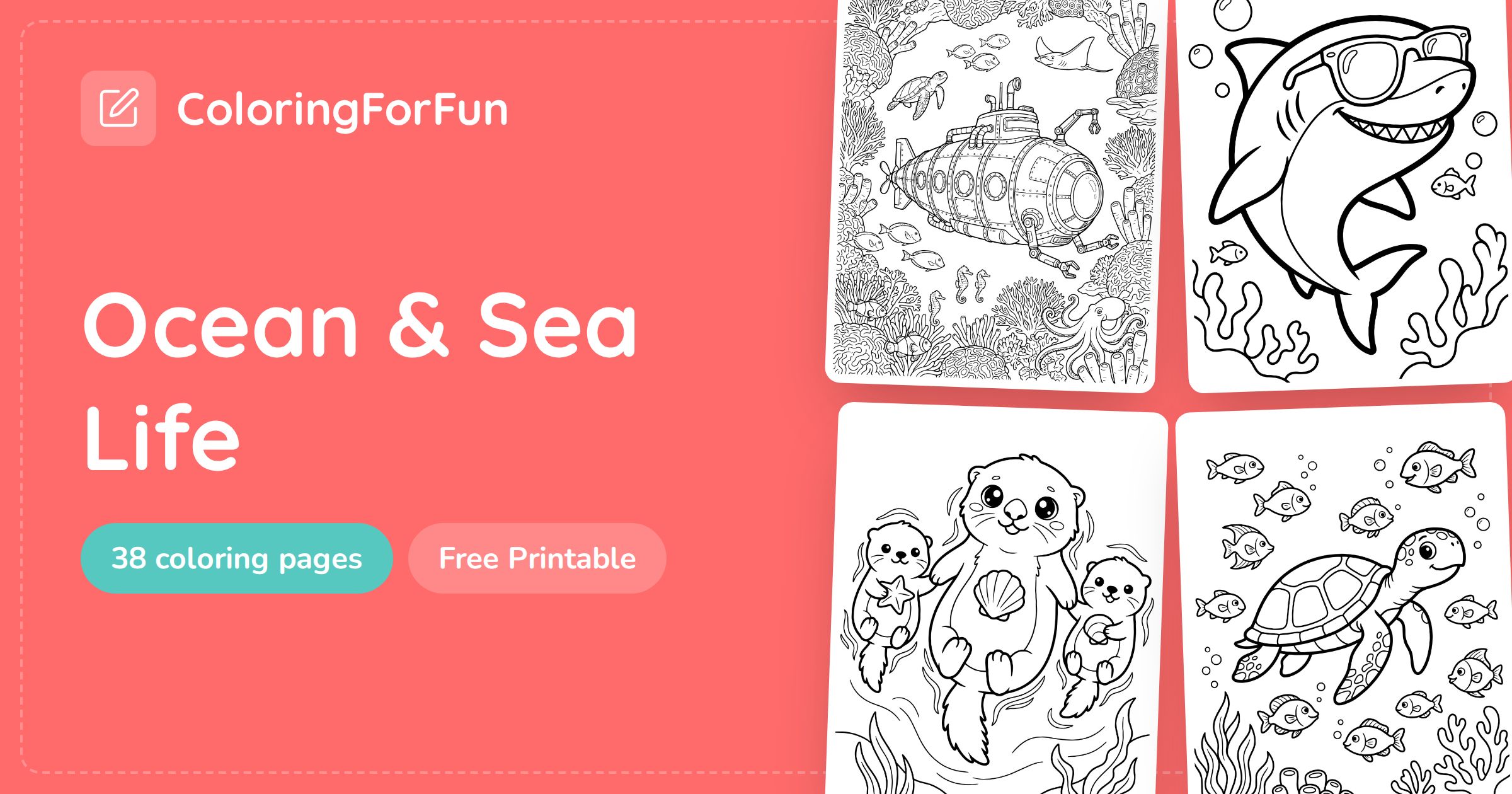 Ocean & Sea Life Coloring Pages | Free Marine Printables | ColoringForFun