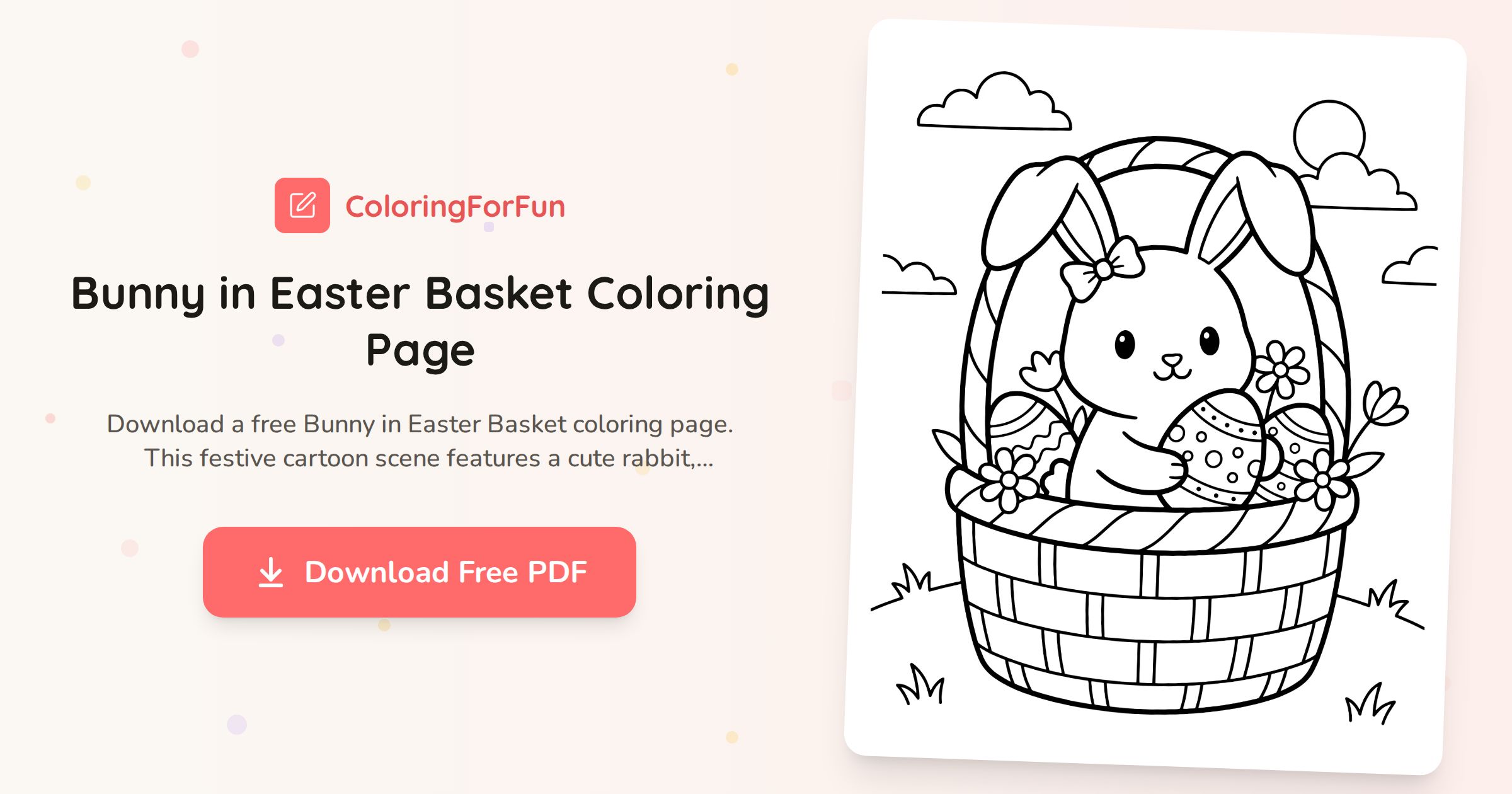 Bunny in Easter Basket Coloring Page | ColoringForFun